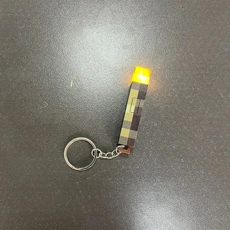 Minecraft Torch Keychain Backpack Pendant Decoration Light Glowing Game ...