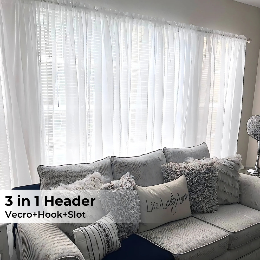 MIZU 3 in 1 Sheer Curtain Day Curtain Daylight Langsir Sheer Putih ...