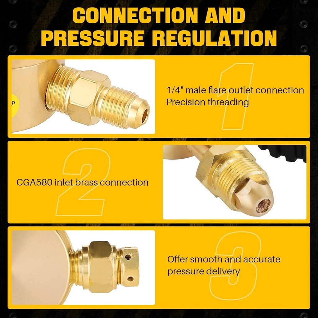 Nitrogen Regulator with 0-600 PSI Delivery Pressure, CGA580 Inlet ...