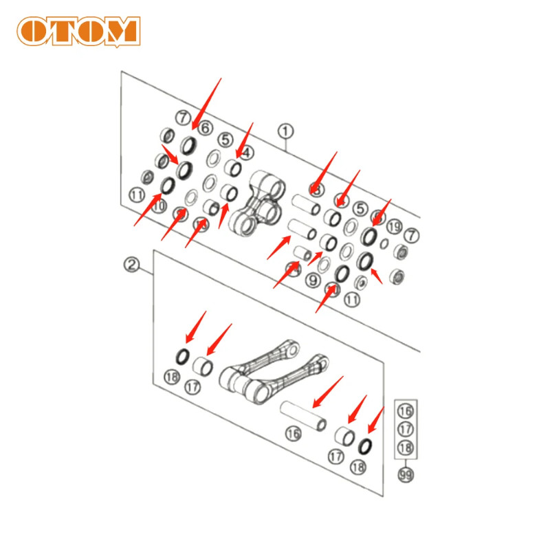 OTOM Swing Arm Bearing Seal Kit Motorcycle Rear Shock Triangle Lever ...