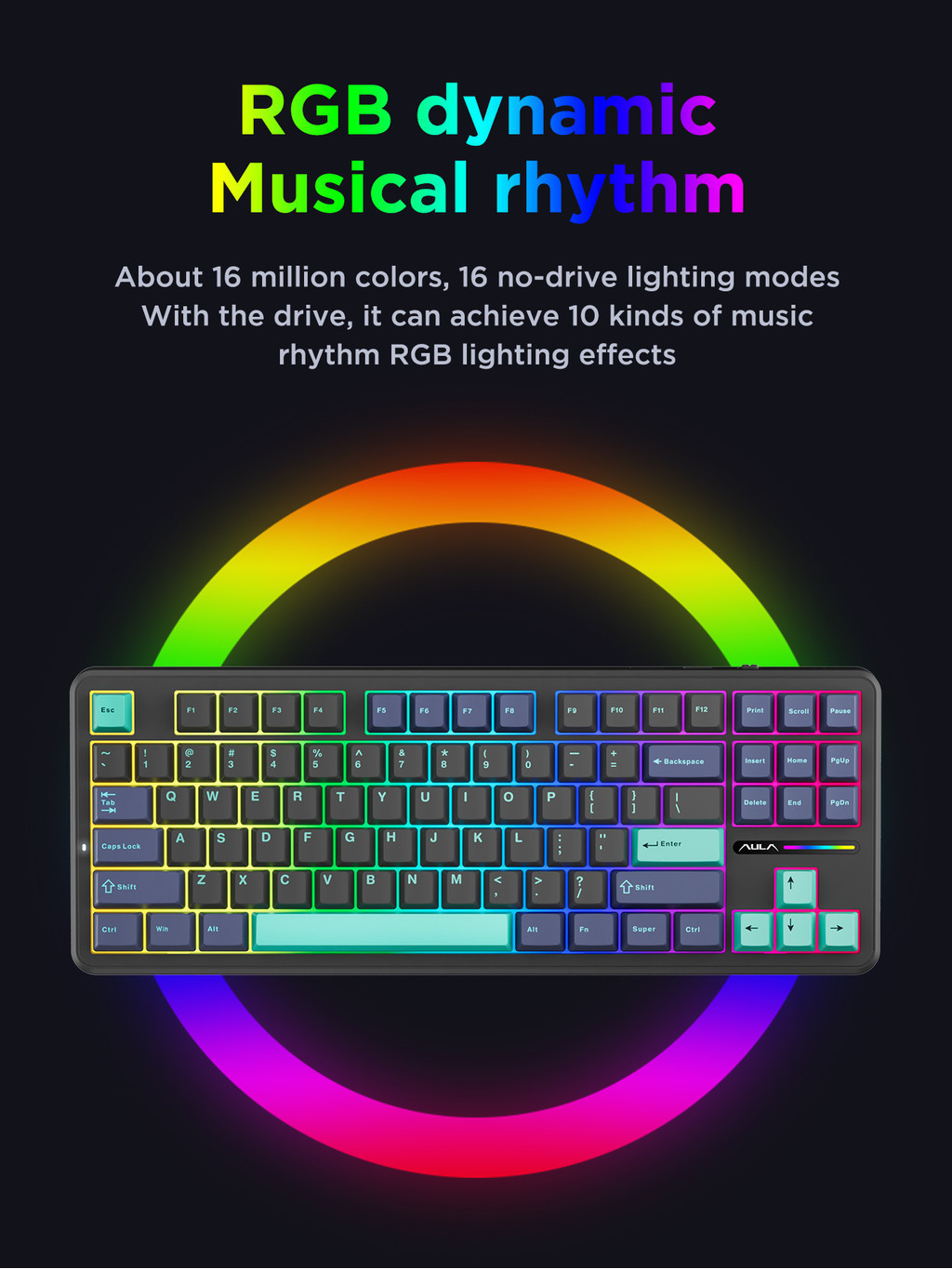 Aula F87 Pro Mechanical Keyboard 3 Mode 2.4G/USB/Bluetooth 87 Key Full ...