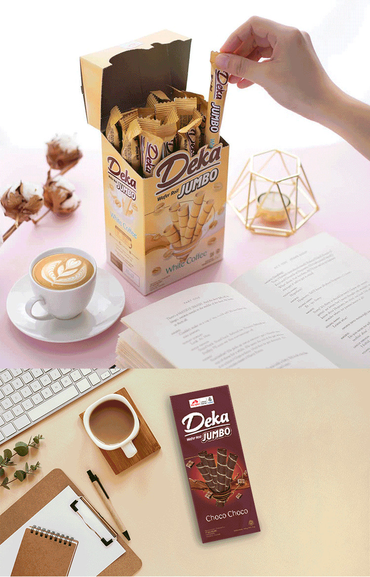 XUPAI Indonesia imported Red Deka brand chocolate heart wafer burrito white coffee dark ...