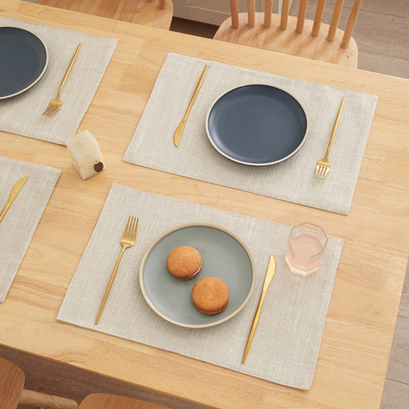 Nordic Ins Style Linen Solid Color Table Mat with Insulation and Heat ...