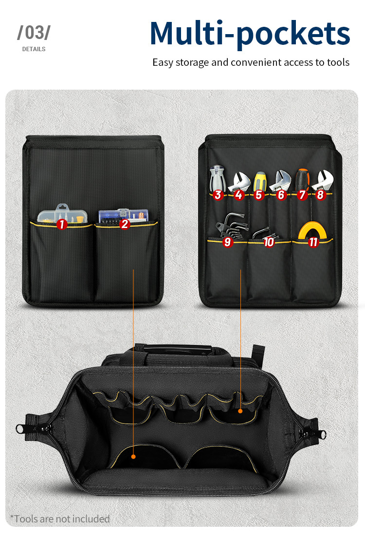 Winhunt Heavy Duty Tool Backpack Bag Durable Multi-Use Pocket ...