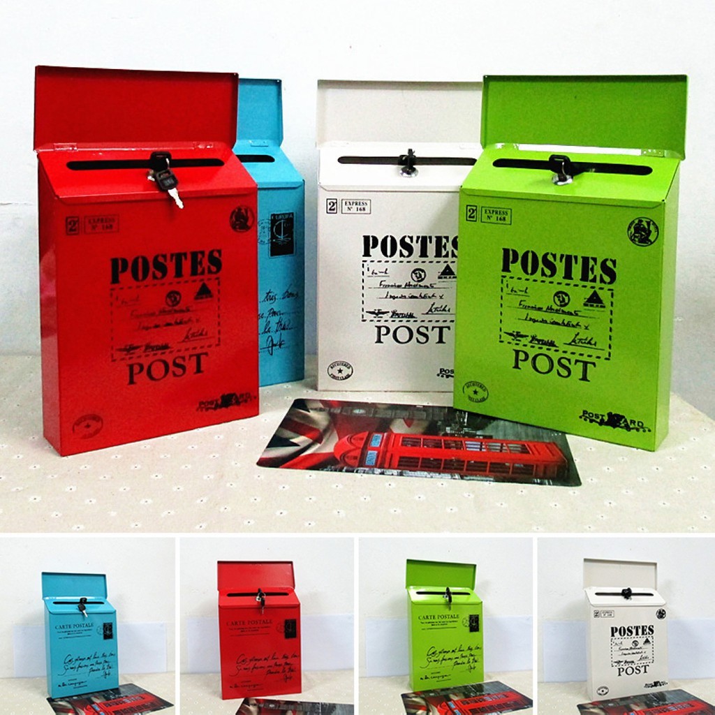 in stock Metal Post Box Square Large Iron Letterbox Letter Mail ...
