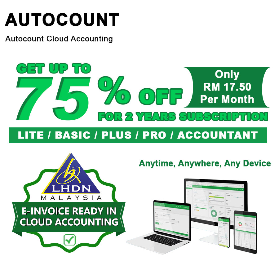 Autocount Cloud Accounting LITE BASIC PLUS PRO ACCOUNTANT 2 Year ...