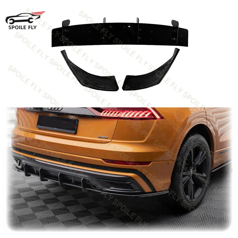 Car Rear Bumper Lip Spoiler Glossy Black Body Kit High Quality ABS For ...
