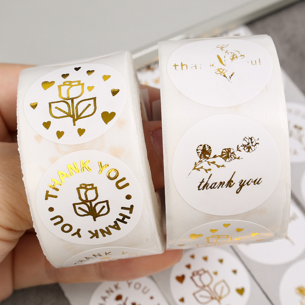 500pcs Gift Sealing Thank You Stickers - Gold Foil Envelope Decals ...