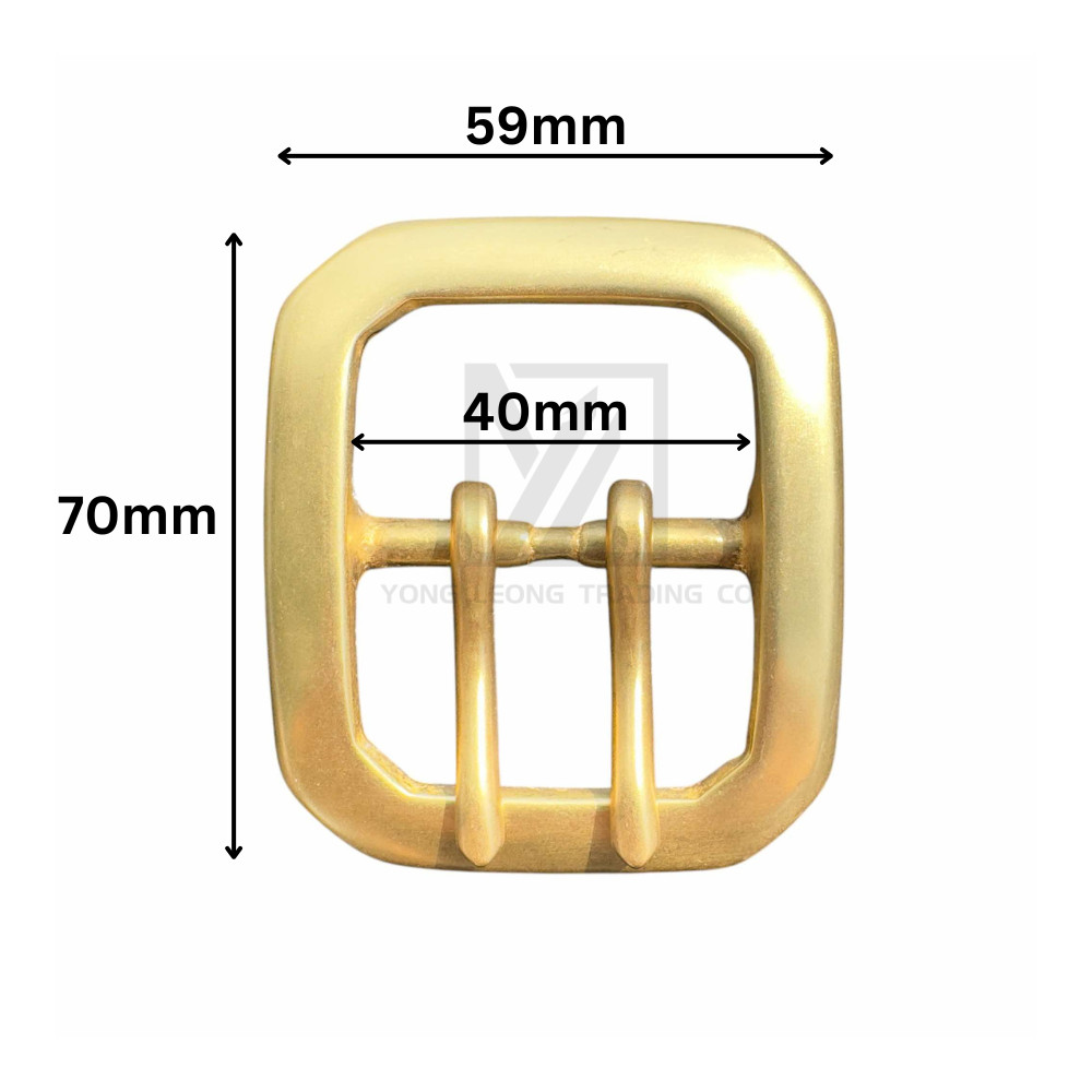 YLT Solid Brass Double Pin 40mm Middle Pin Belt Buckle Tembaga Men ...