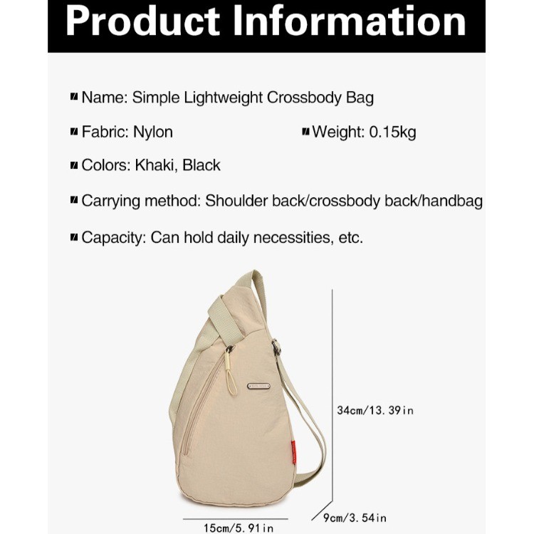 LABER LEE New Simple Crossbody Bag Korean Unisex Nylon Waterproof Chest ...