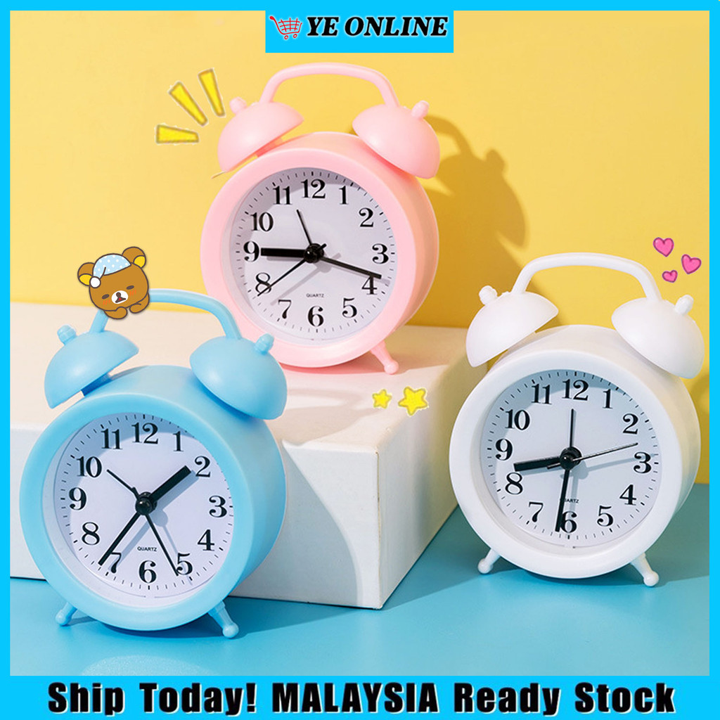 Alarm Clock Classic Retro Twin Bell Mini Analogue Bedside Desk Alarm ...