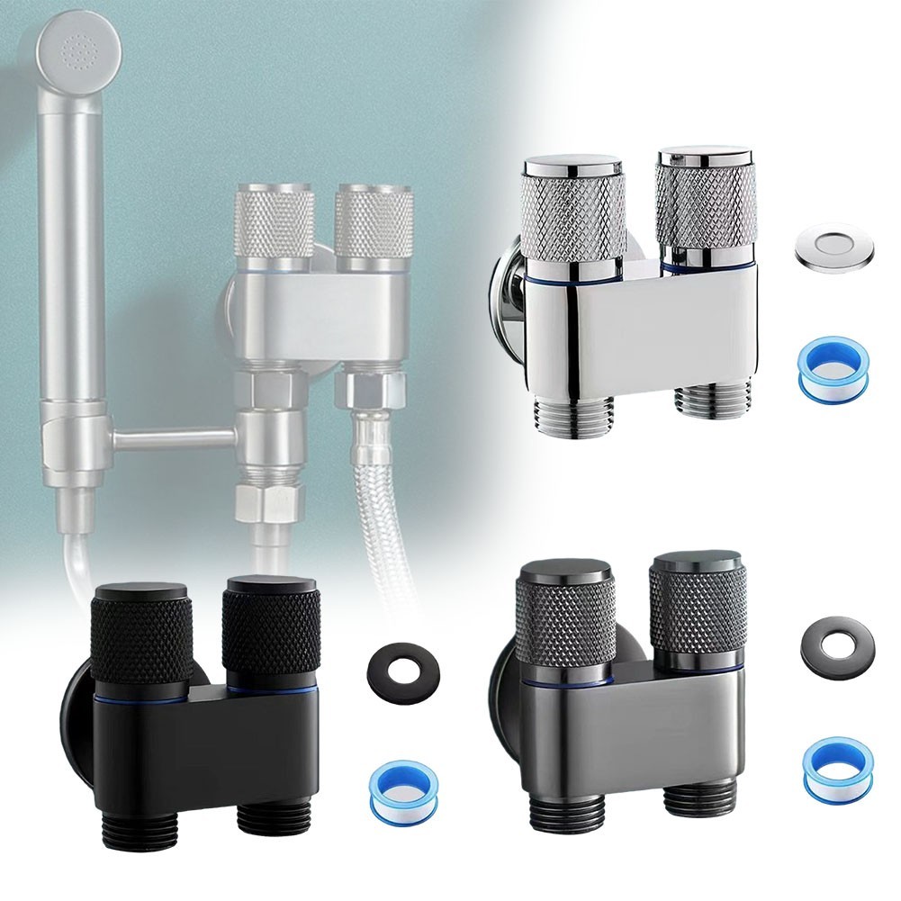 【SUFA】G1/2 1 In Two Out Double Control Washing Machine Faucet Toilet ...