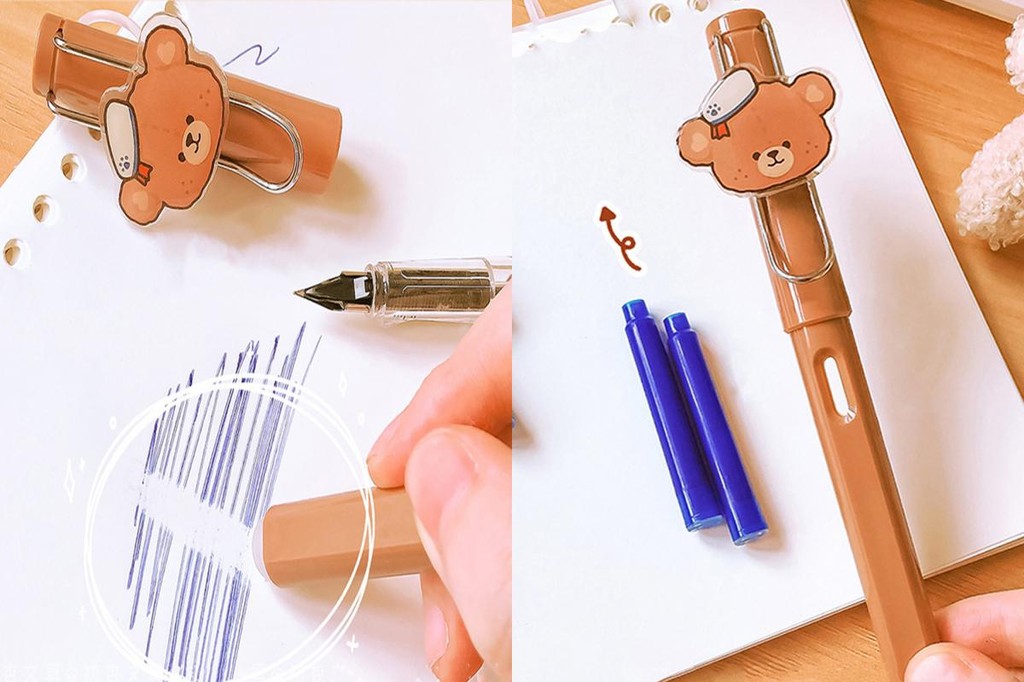 EYD- Ink Sacs Included Pen Erasable Pen Blue Ink Cartoon Bear Erasable ...