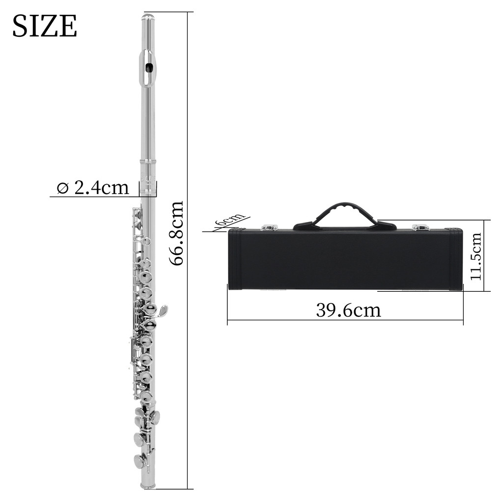 SLADE 16 Closed Open Holes C Key Flute Musical Instrument Concert Flute ...
