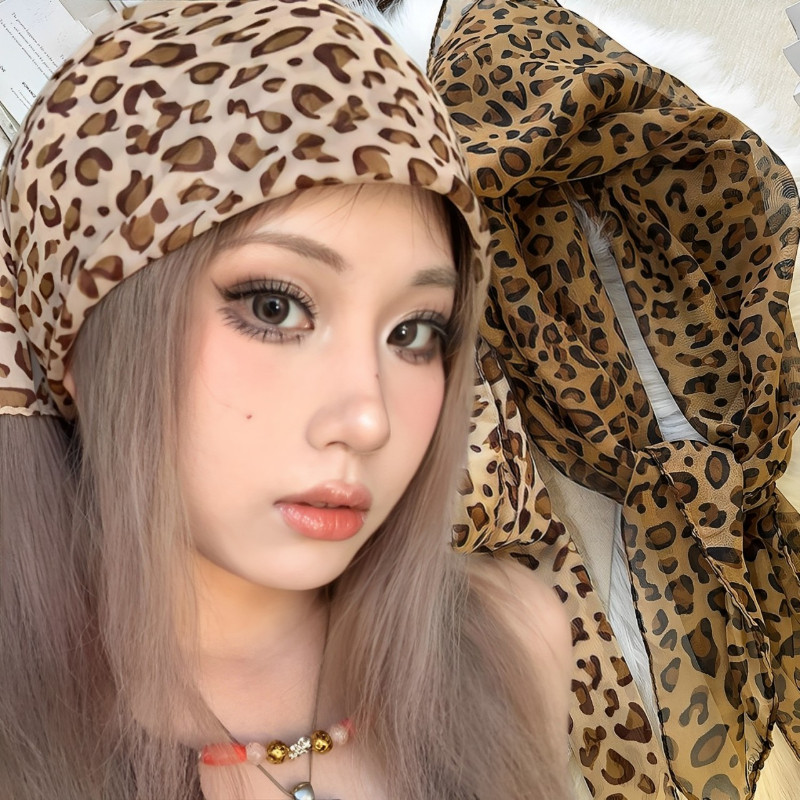 Y2K Spice Girls Leopard Headscarf - Women's Bandana Headband - Dark ...
