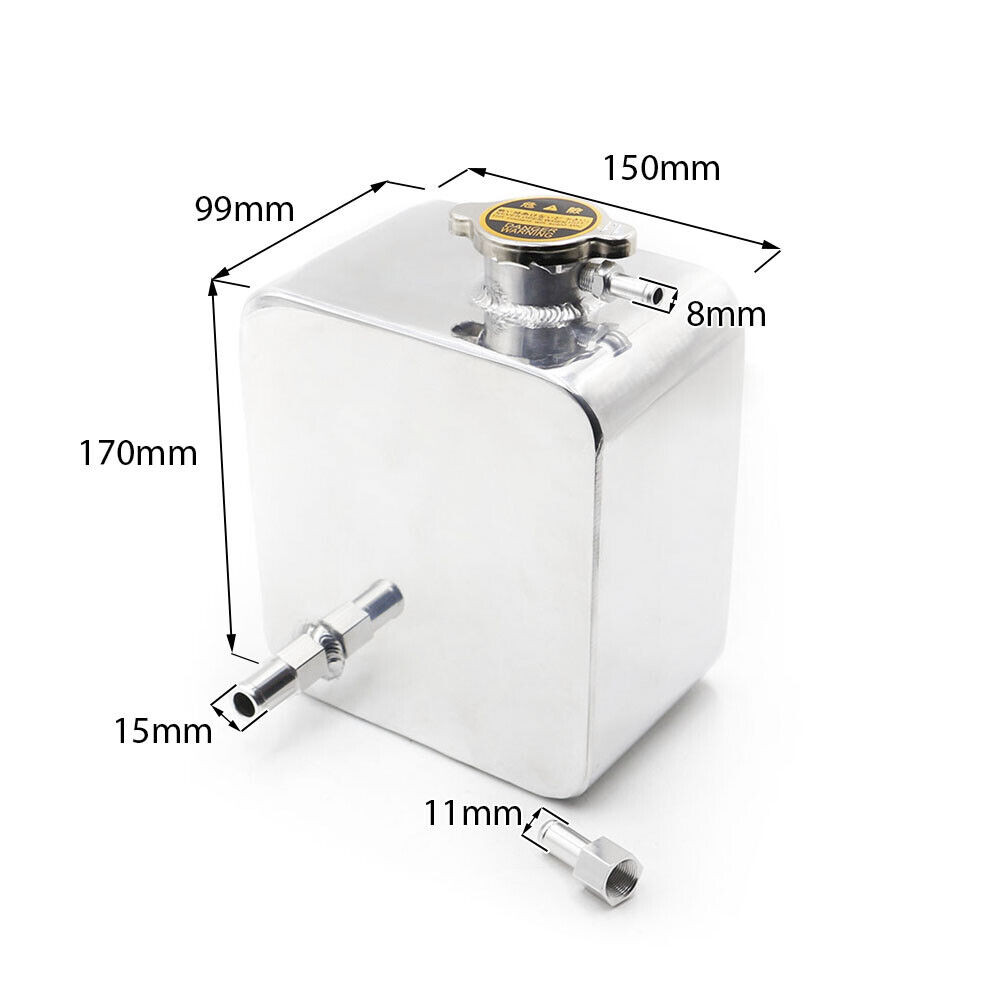 Universal 2L Litre Polished Alloy Header Expansion Water Tank & Cap ...