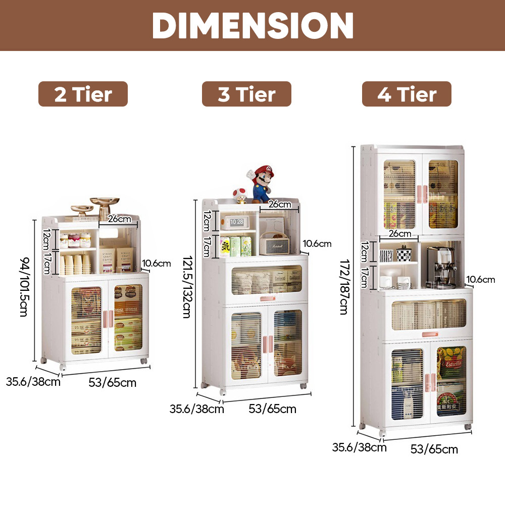Worthbuy Kitchen Cabinet Foldable Storage Cabinet Drawer With Wheel ...