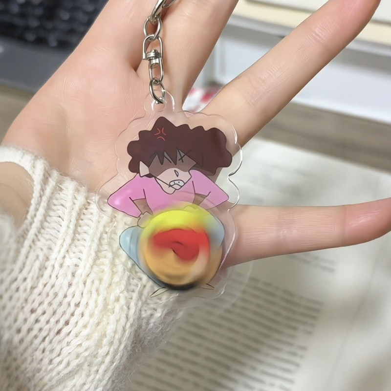 Cartoon Angry Misae Keyrings Rotatable Crayon Shin-chan Keychain Cute ...
