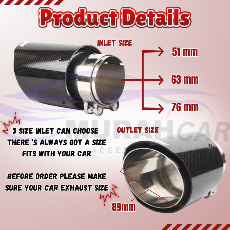 Universal Adjustable Design Carbon Fiber Exhaust Tip Plug & Play Lock ...