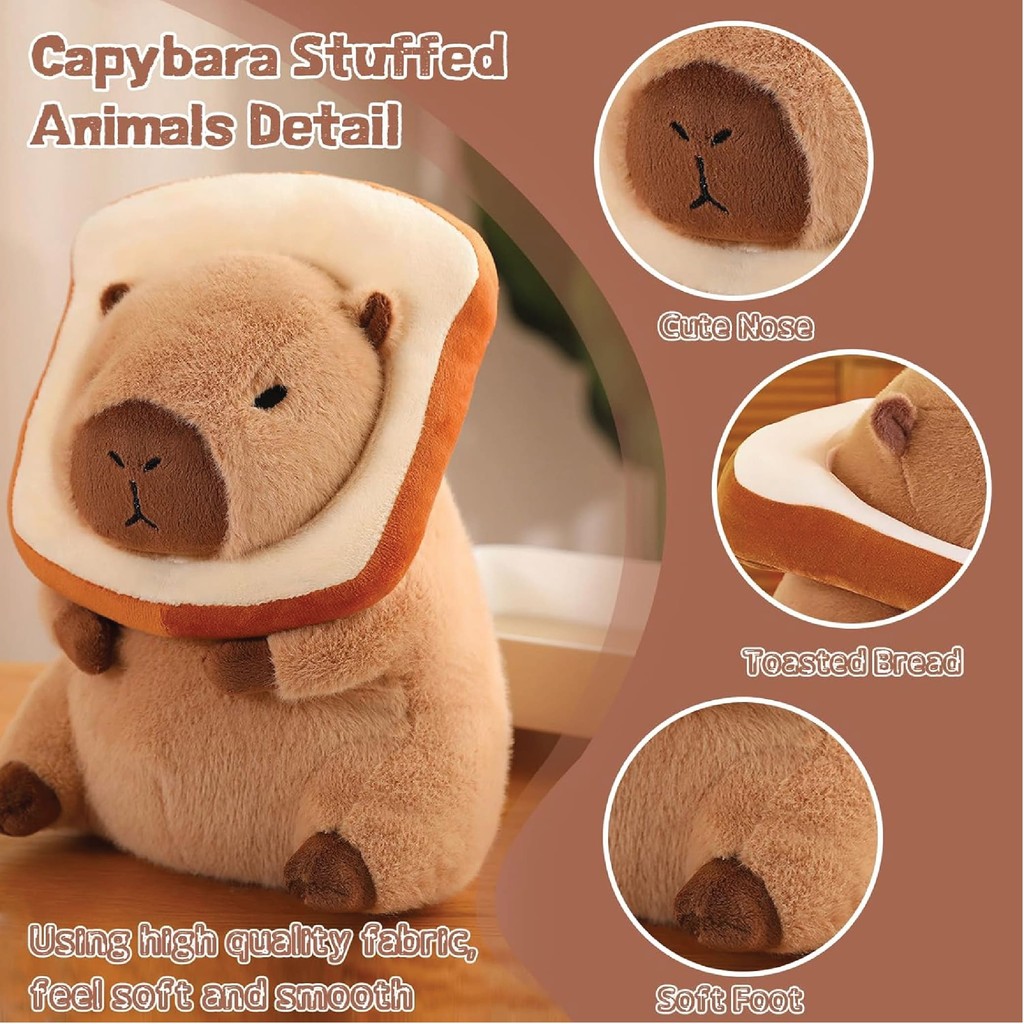 Capybara Plush With Bread Stuffed Animal Plush Pillow Plush Toy Patung ...