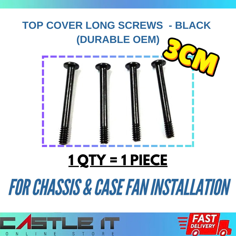 1PIECE Top Cover Long Screws 30mm 3cm Black for PC Case Chassis Fan ...