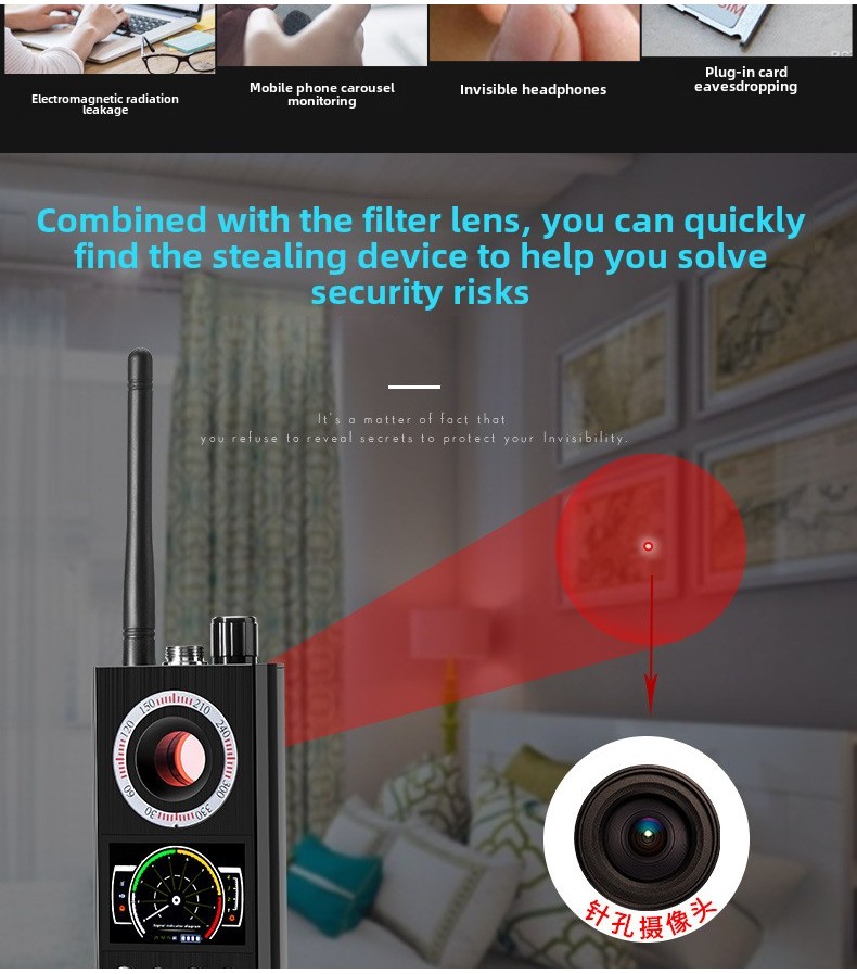 K68 Hidden Camera Spy Wireless Signal Detector Anti-spy Wireless Camera Audio Finder GSM GPS ...