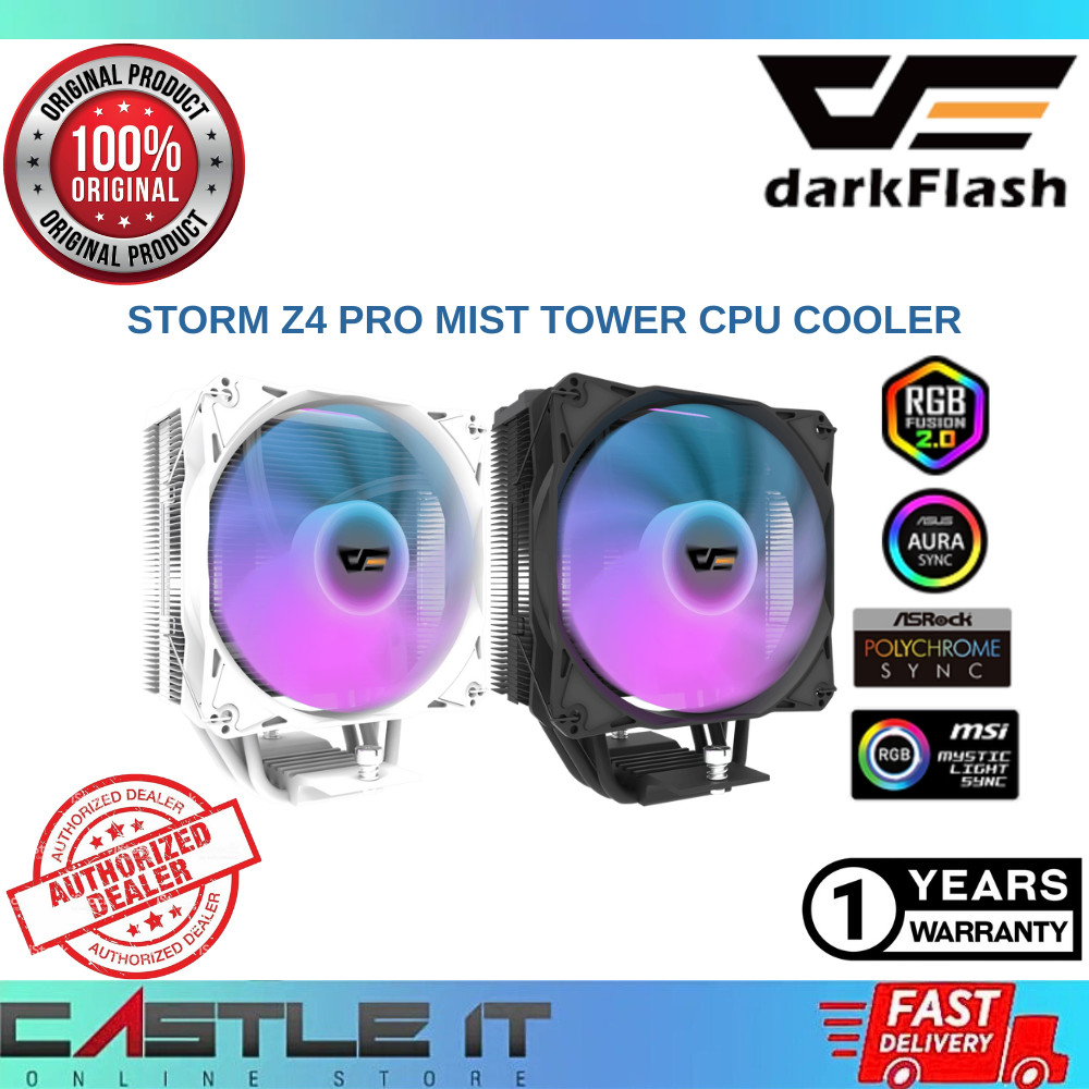 DarkFlash Storm Z4 Pro Mist ARGB CPU Cooler | Black & White | High ...