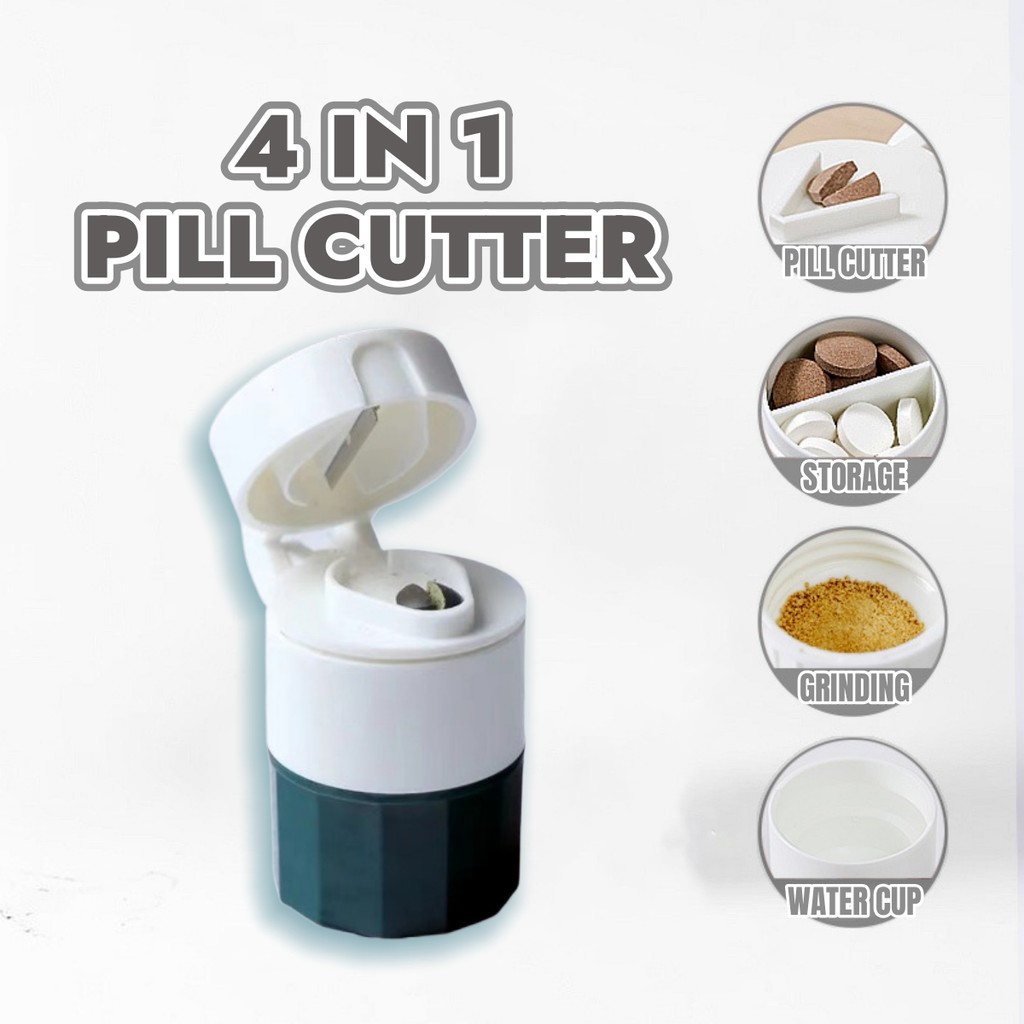 4 IN 1 Medicine Cracker Cutter Portable Grinding Pill Box Medicine ...