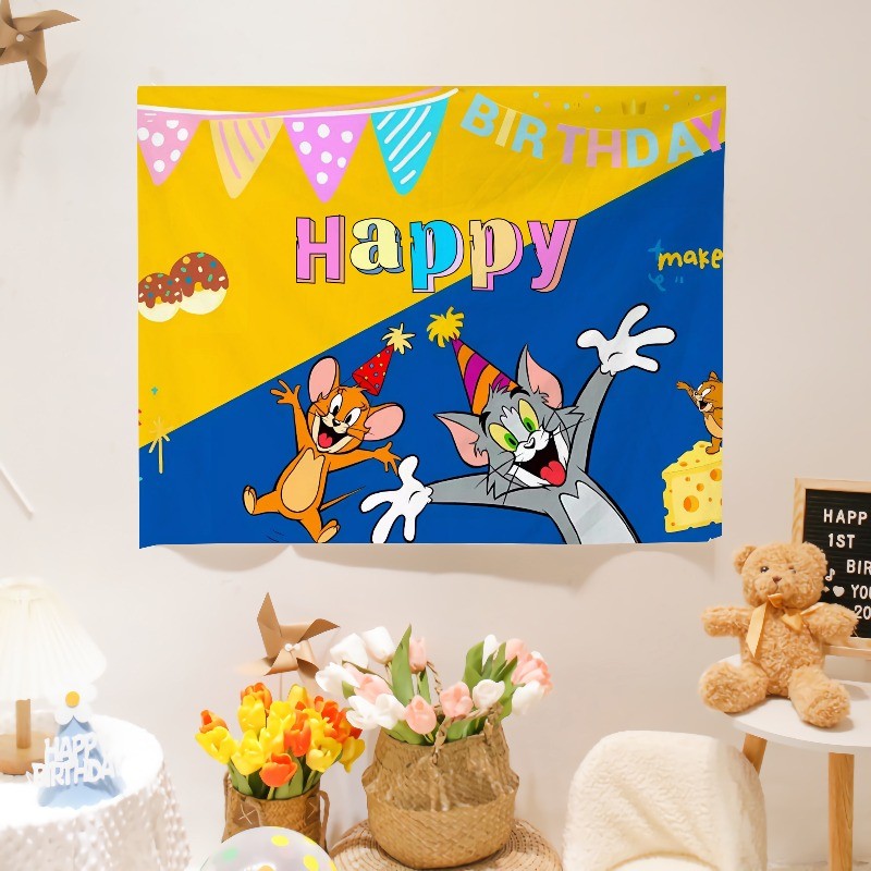Tom and Jerry Theme Party Supplies Happy Birthday Balloons Banner ...