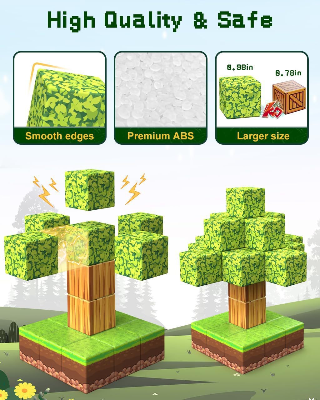 Pixel Primitive Forest World Magnetic Block Building Mini Magnetic ...
