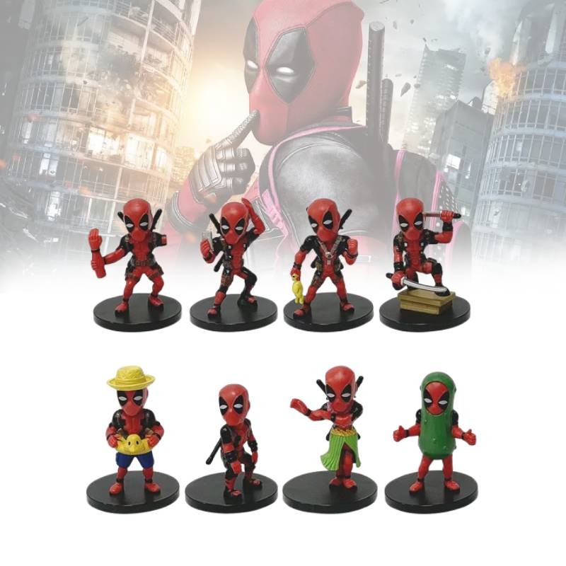Delightful Q Version Deadpool Collectible Figures Set With Characters 8 ...