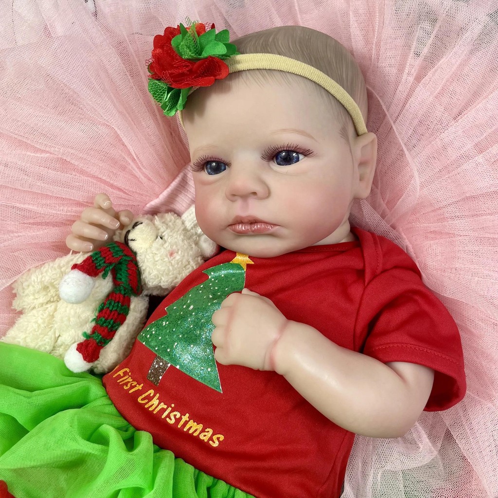 50CM Reborn LouLou Awake Christmas Girl Baby Doll Open Blue Eyes 3D ...