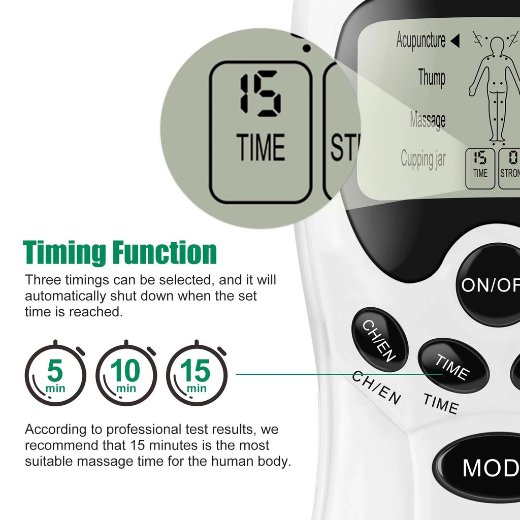 8 Modes Tens Unit EMS Muscle Stimulator Physiotherapy Microcurrent Low ...