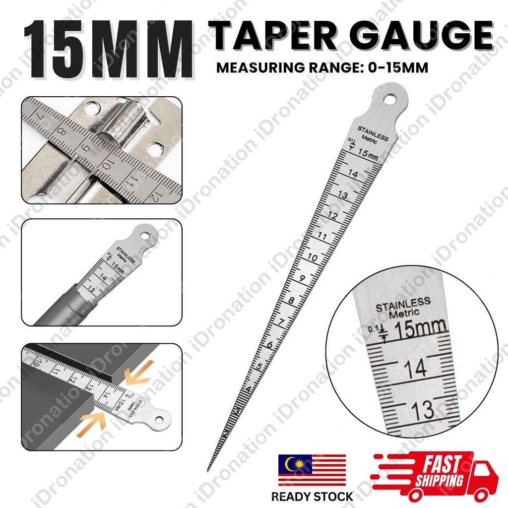 1-15MM Portable Taper Gauge Precision Imperial Stainless Steel Feeler ...