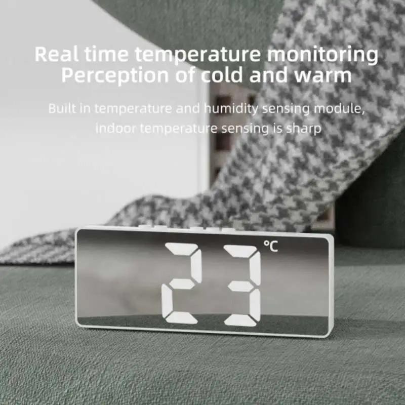 LED Digital Electronic Clock Backlight Large Number Alarm Clock Temperature Calendar Bedside ...