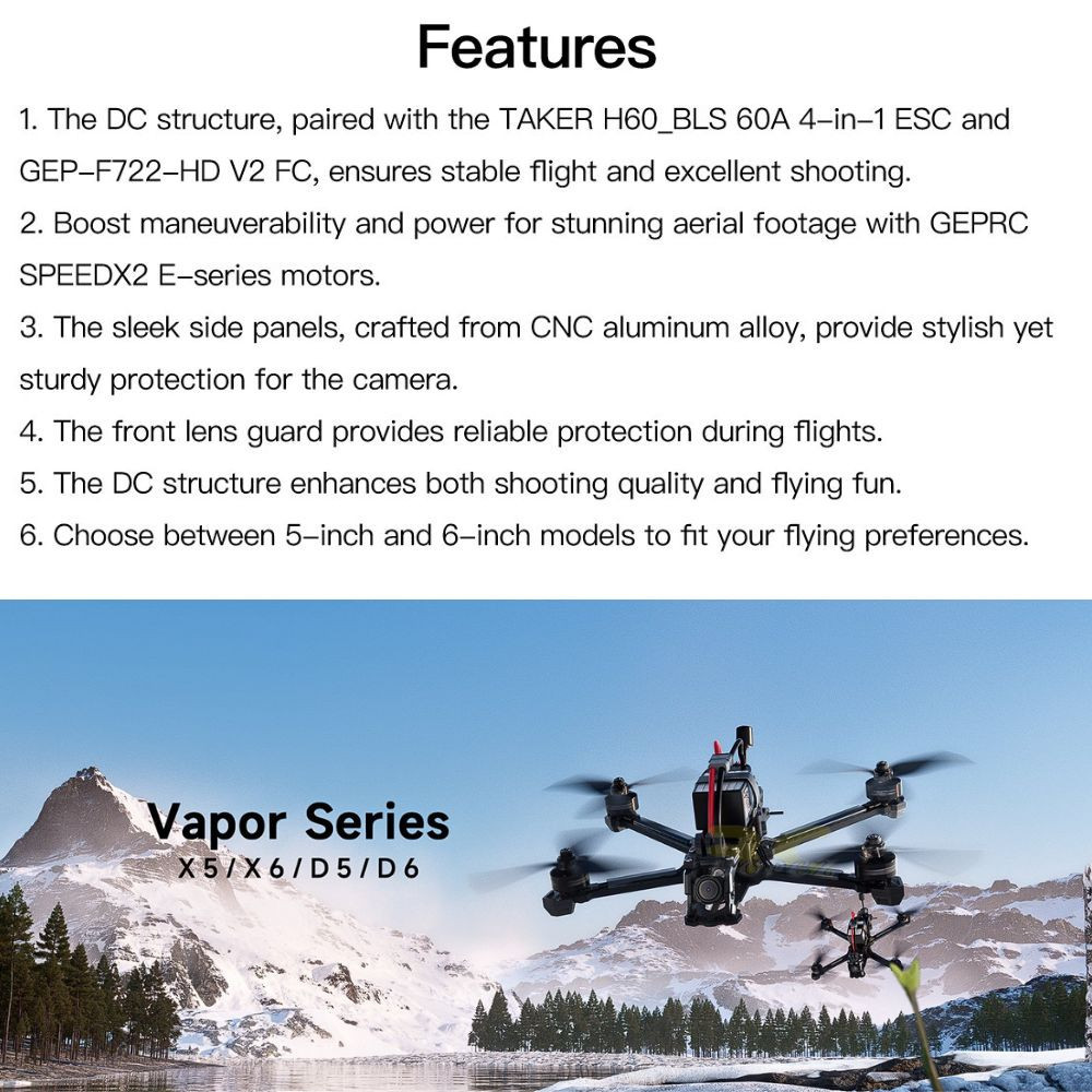 GEPRC Vapor-D5 Analog 5 Inch 6S w/Caddx H1 1.6W VTX F722 V2 FC With GPS ...