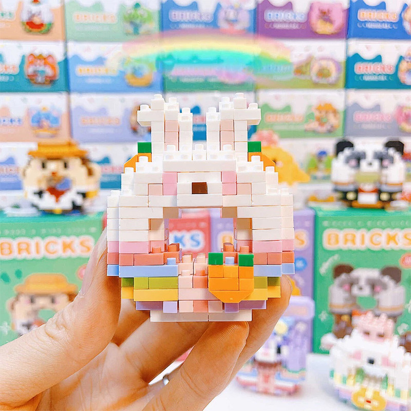 𝐁𝐔𝐈𝐋𝐃-𝐀-𝐁𝐈𝐓𝐄 3D Cartoon Model Nano Blocks Donut Building Block Puzzle ...
