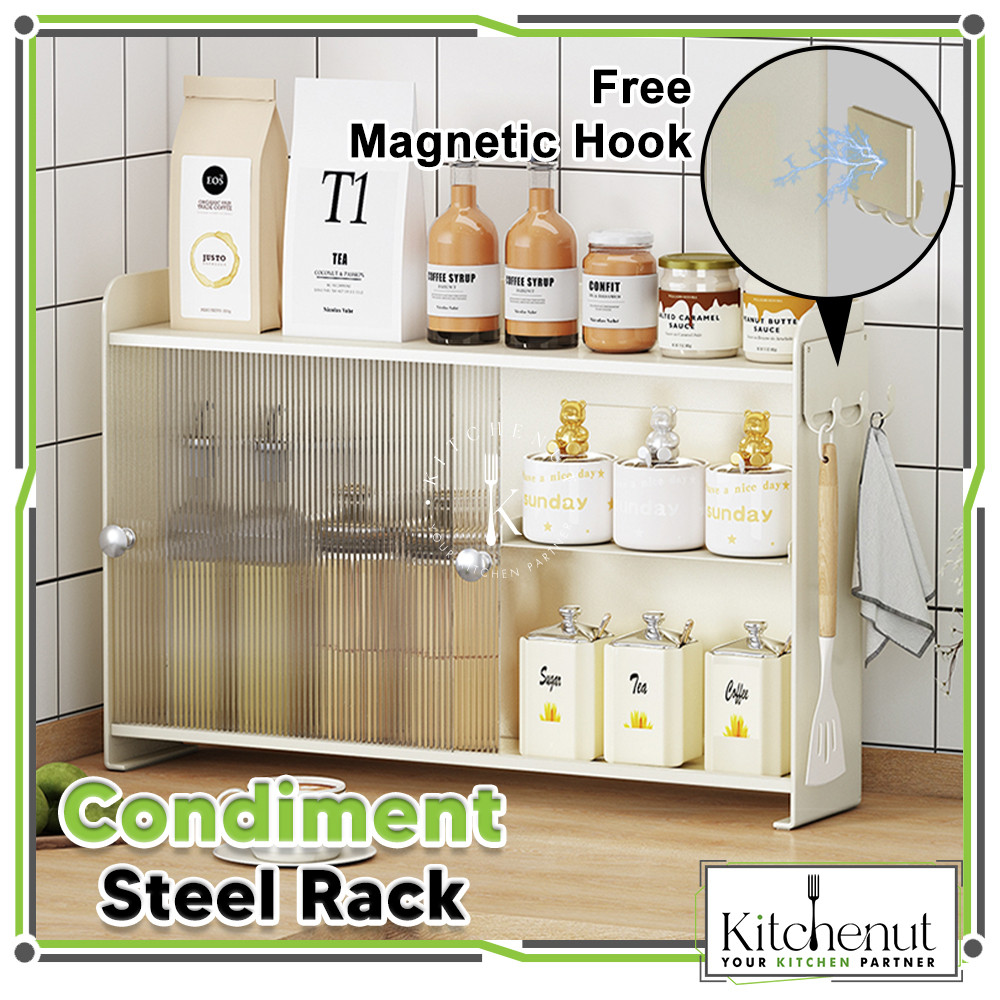 Kitchenut Condiment Steel Rack Rak Dapur Rak Perasa Kitchen Spice Rack ...