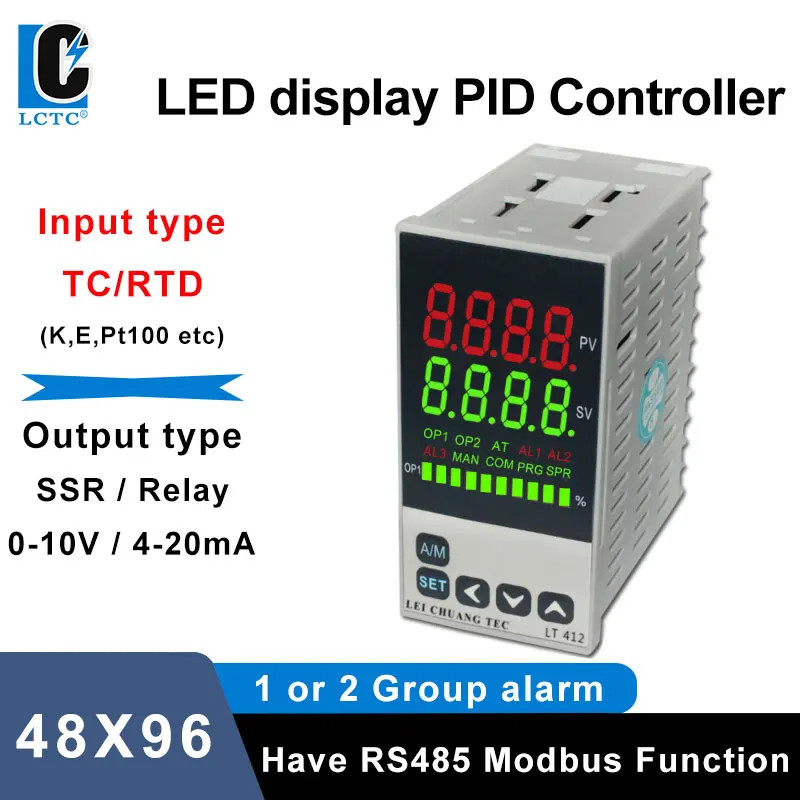 LCTC PID Temperature Controller SSR Relay 4-20mA 0-10V Output PID Regulator TC/RTD Multi Input ...