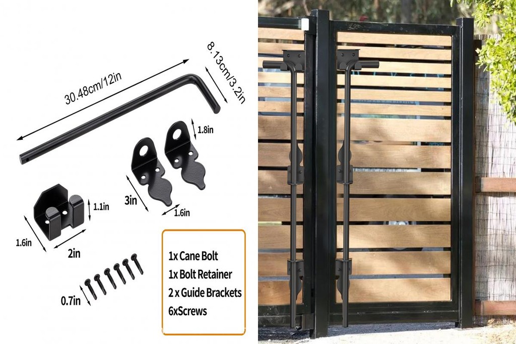 [poslajudo] Heavy Duty Gate Latch Gate Hardware Kit 12 Inch Metal Cane ...