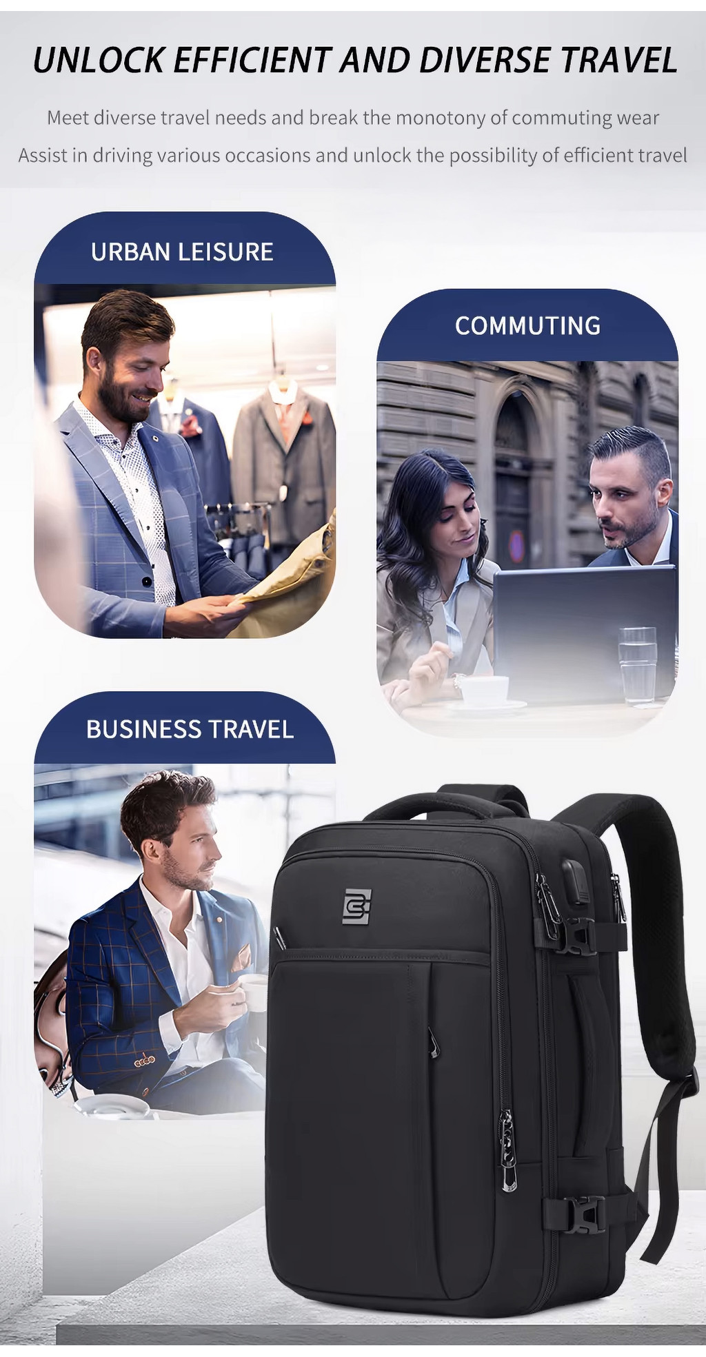 BRUNO CAVALLI Multifunctional Water Resist 17" Travel Backpack w Laptop ...