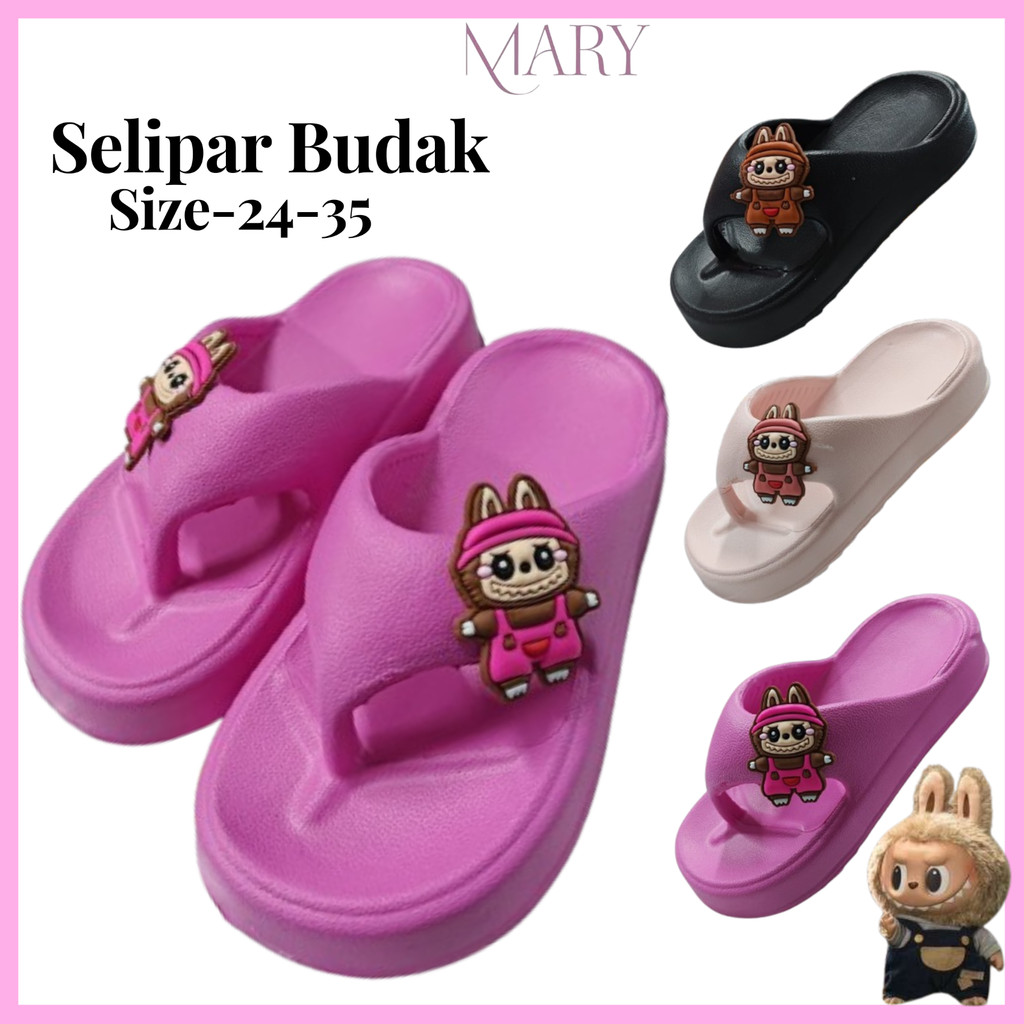 [MARY] Girl's Cartoon Labubu Flip Flop Slippers / Selipar Budak ...