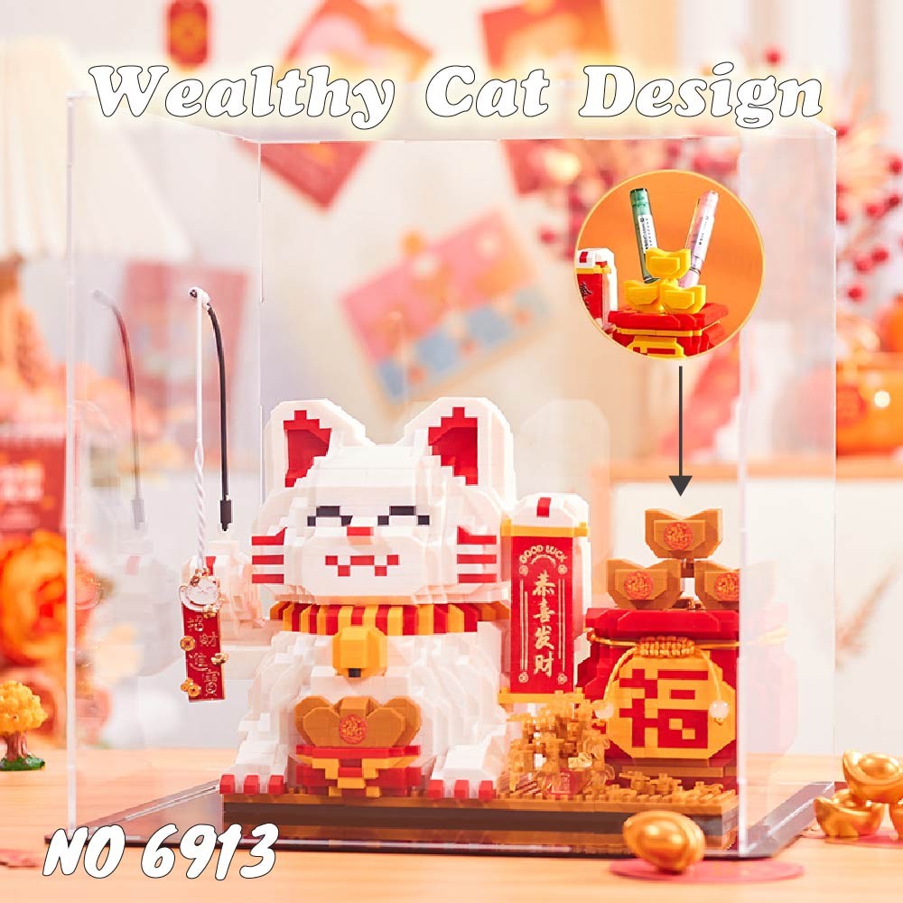 Cute Lucky Fortune Cat Fishing YP6913 Tide Brick Pen Holder CNY ...