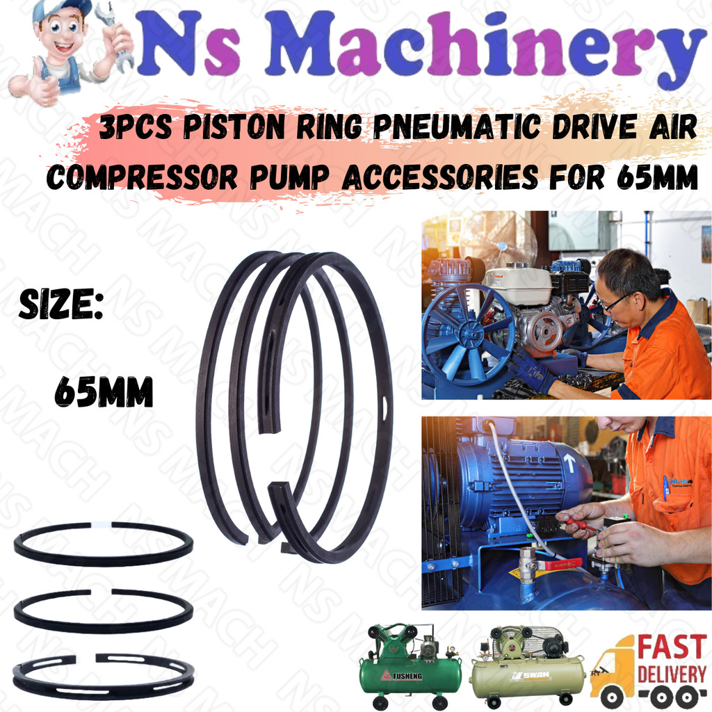 3pcs PISTON RING 65MM FIT SWAN/Piston Ring Air Compressor 2hp | Shopee ...