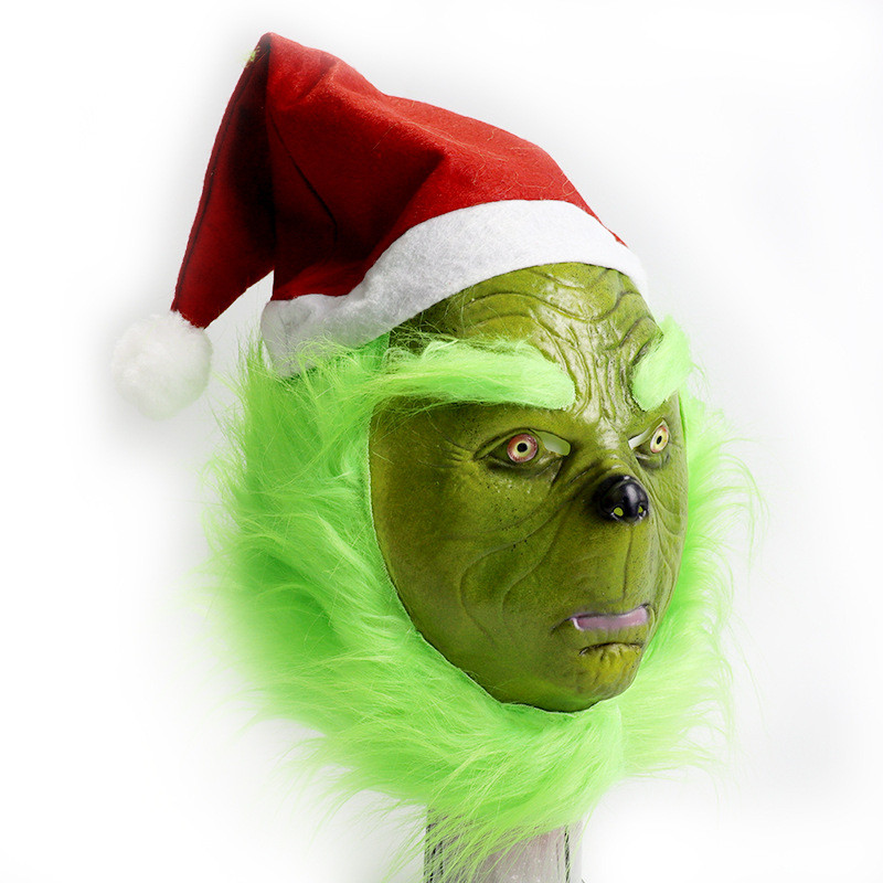 Anime Green Attire Grinch Mask Cosplay Santa Cos Halloween Claus Mask ...