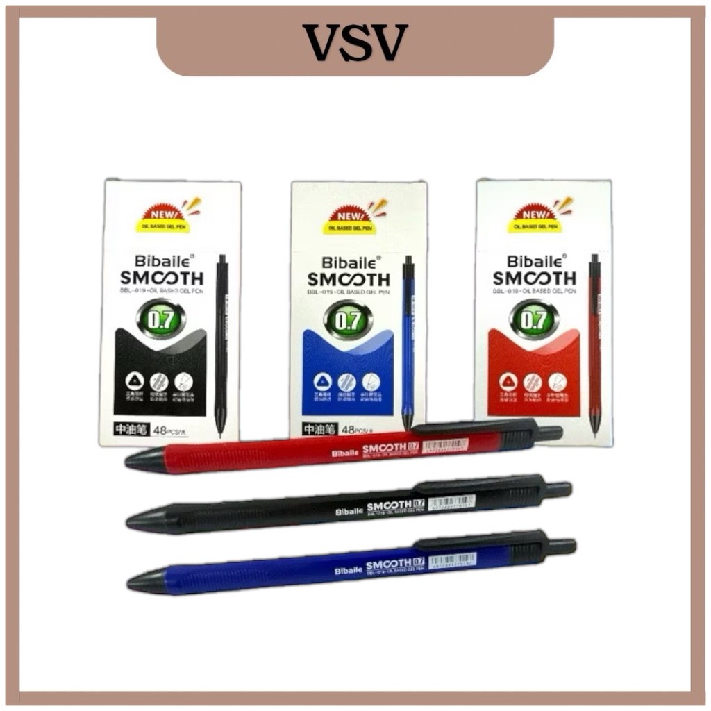 Bibaile Smooth Oil Based 0.7mm Gel Pen (BBL-019) 48pcs Per Box | Shopee ...