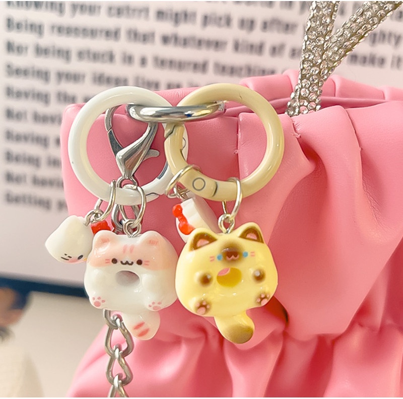 1/2/3PCS Sweet Donut Kitty Keychain - Backpack Hanging Charms - Cute ...