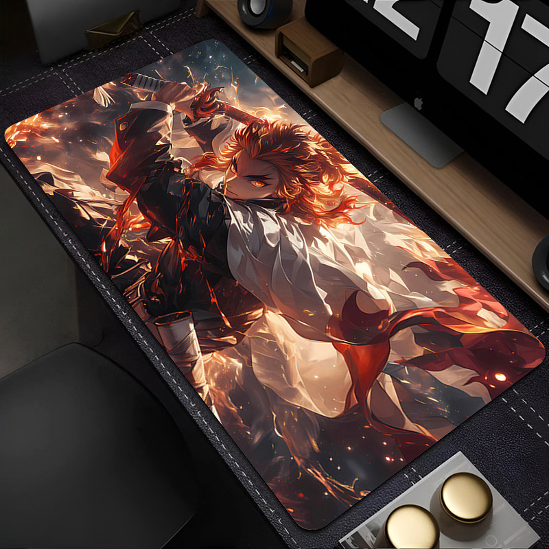 Japan Anime Mouse Pad Laptop Flame Rengoku Kyoujurou Keyboard Rug XXL D ...