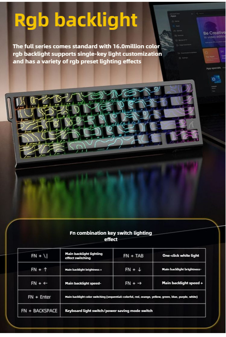 ATTACK SHARK X68HE Rapid Trigger Magnetic Switch Mechanical Keyboard Side Print Wired RGB E ...