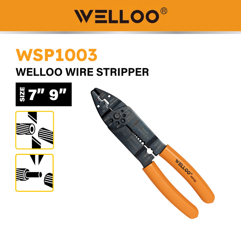 WELLOO WIRE STRIPPER 7”/ 9” (WSP1003)/ WIRE CABLE CRIMPER/ CABLE CLAMP ...